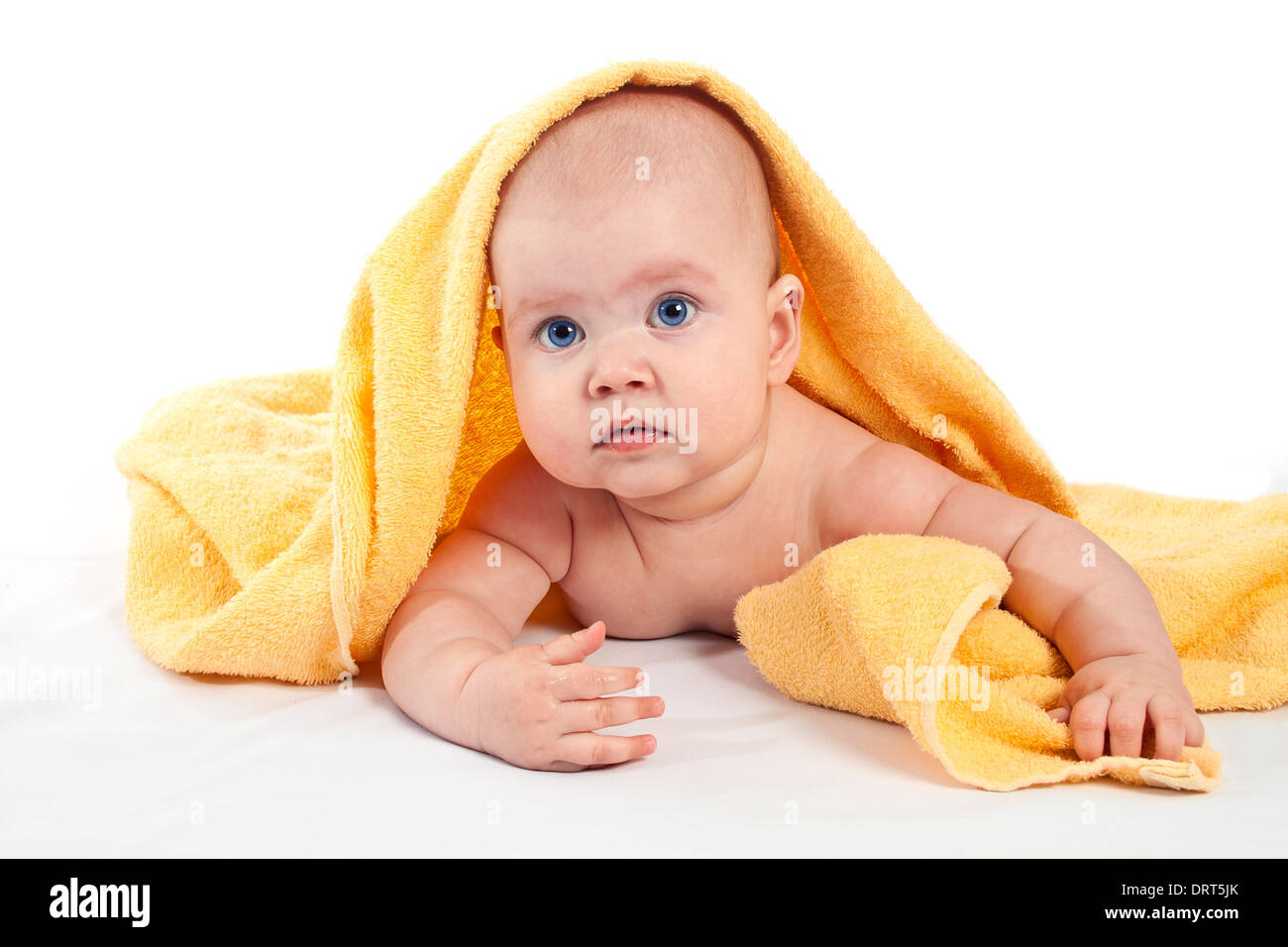 Newborn girl on a white background Stock Photo - Alamy