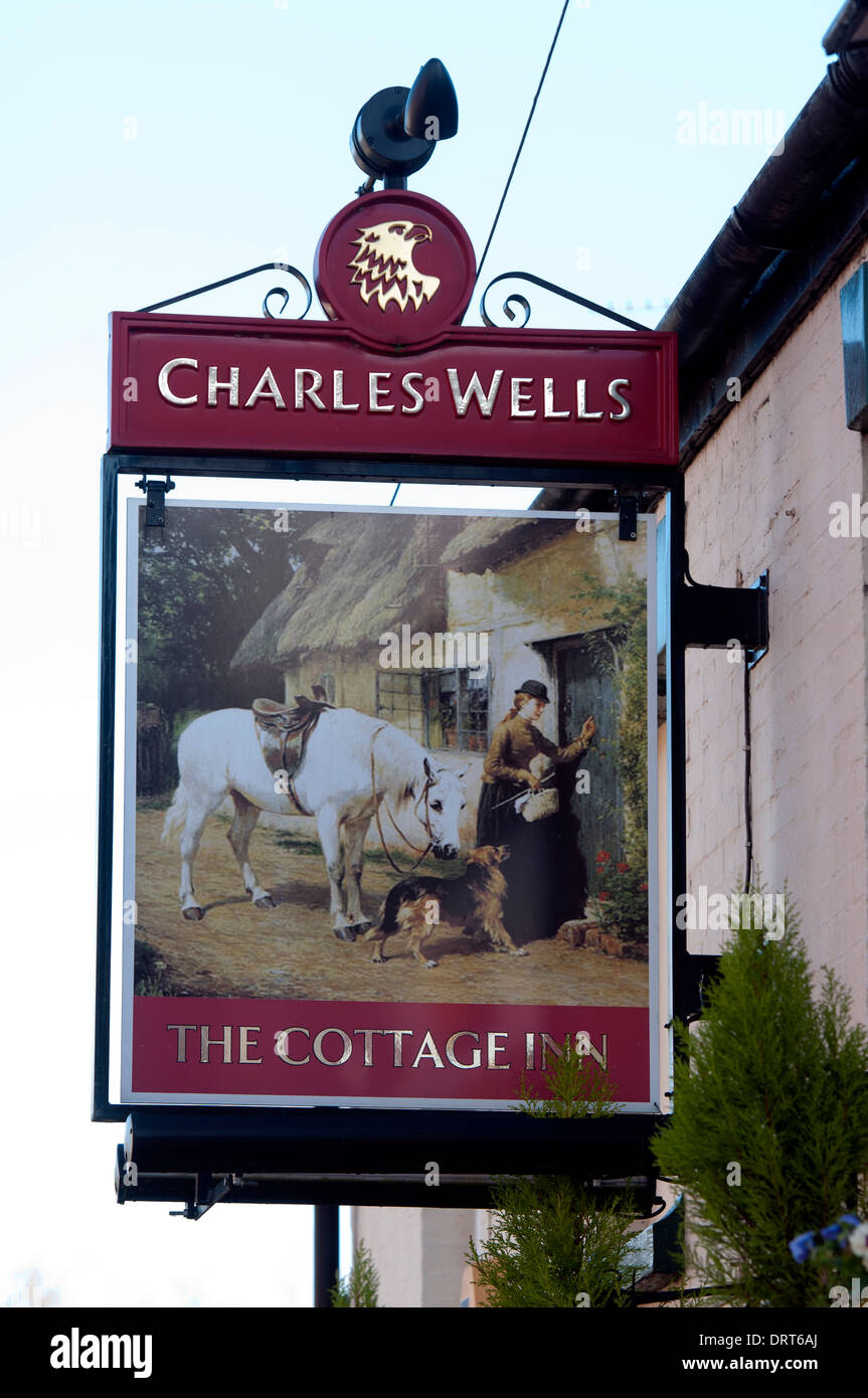 The Cottage Inn sign Kenilworth, Warwickshire, England, UK Stock Photo ...