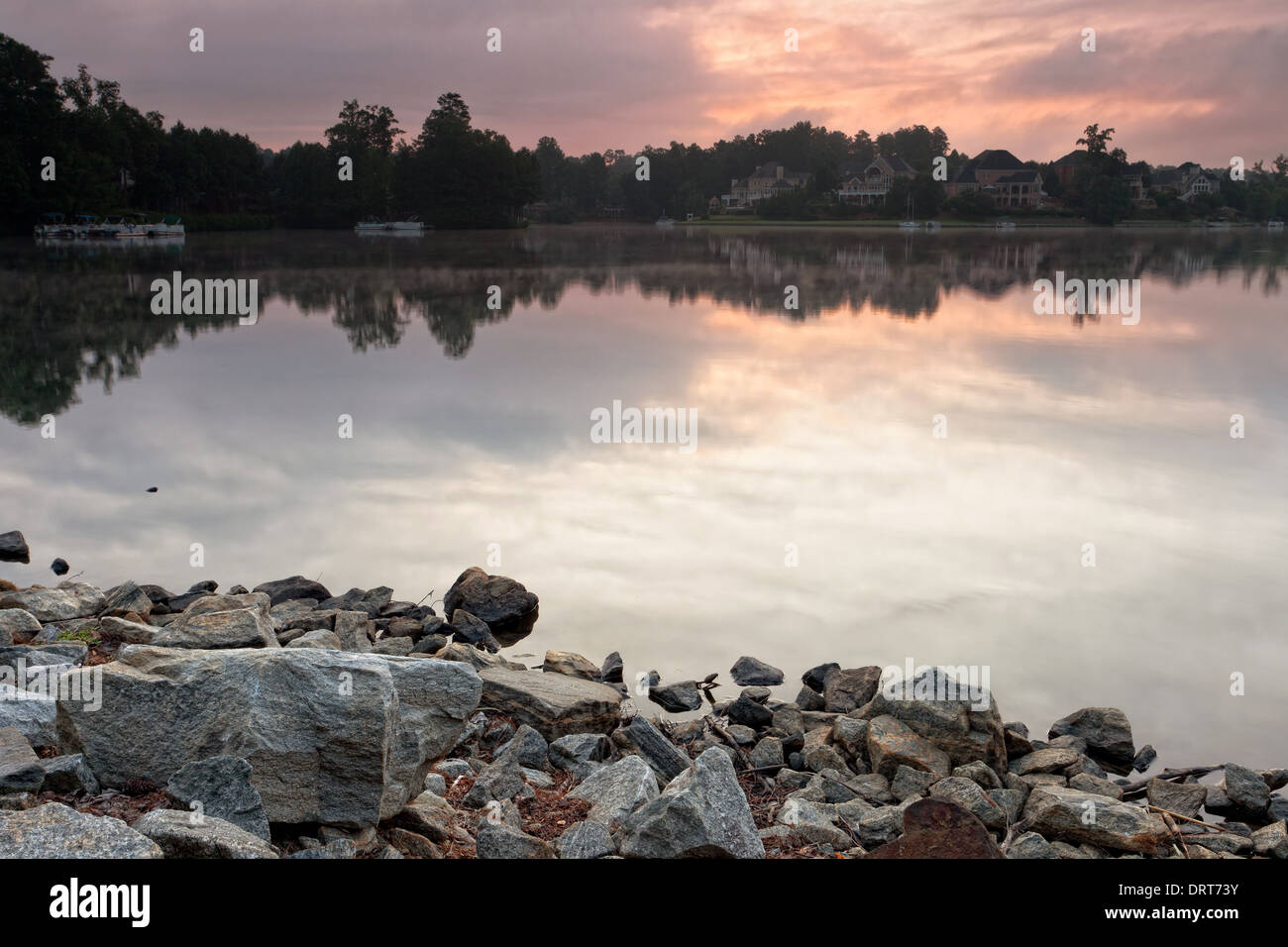Morning scene on lake Stock Photo - Alamy