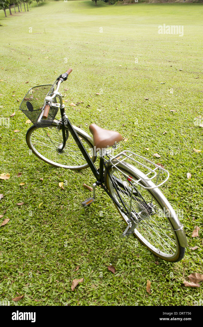 bicycle on grass field Stock Photo - Alamy