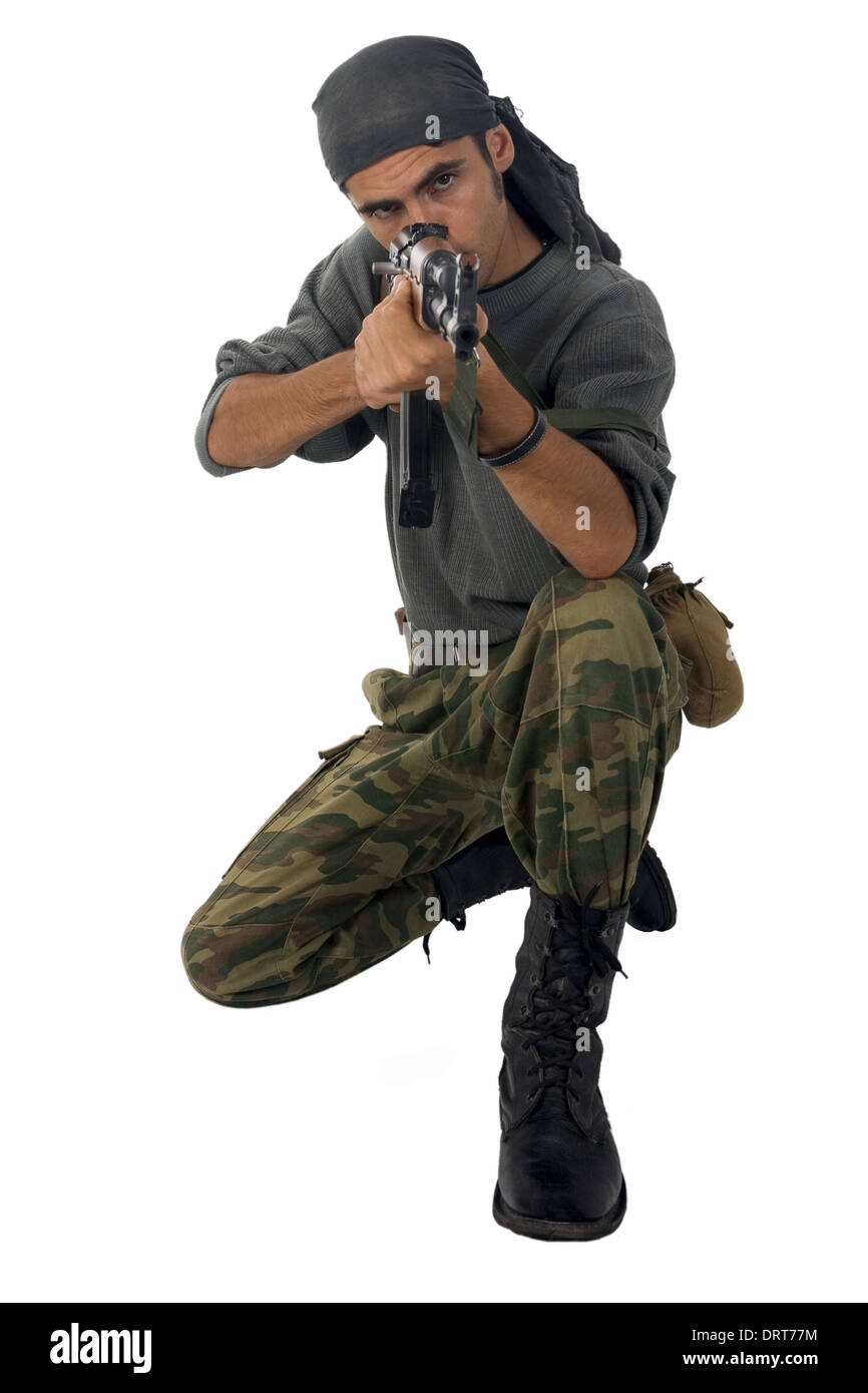 Man aiming sniper rifle Cut Out Stock Images & Pictures - Alamy