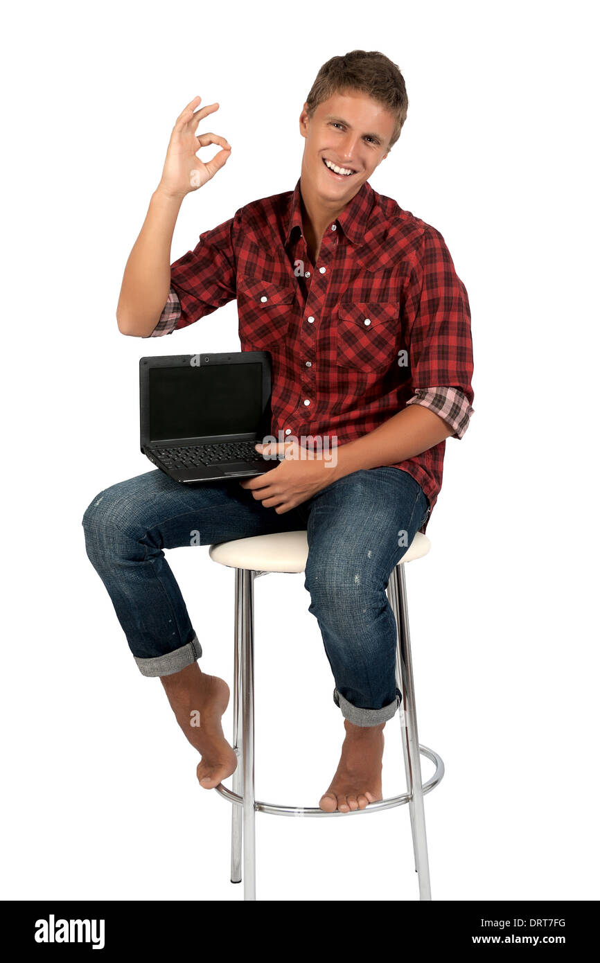 Young white man computer Cut Out Stock Images & Pictures - Alamy