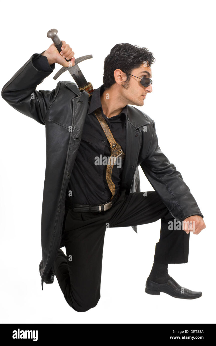 Handsome man with sword Stock Photo - Alamy