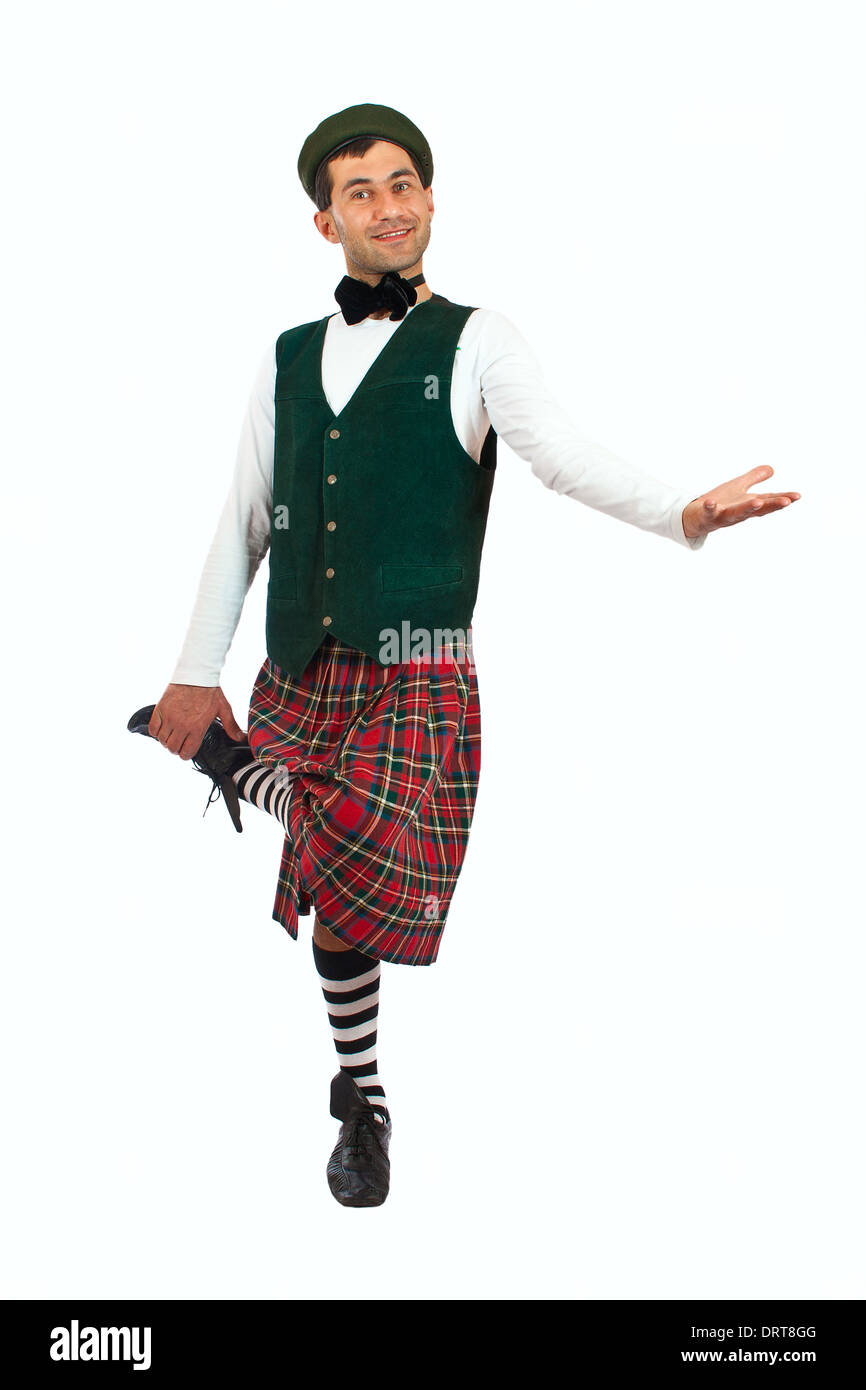 Expressive man in Scottish costume Stock Photo - Alamy