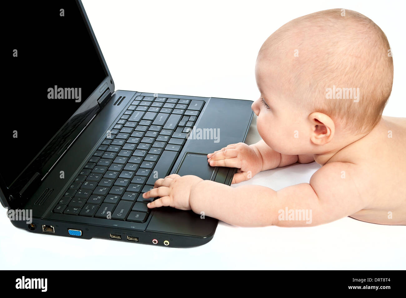 Little baby with laptop Stock Photo - Alamy
