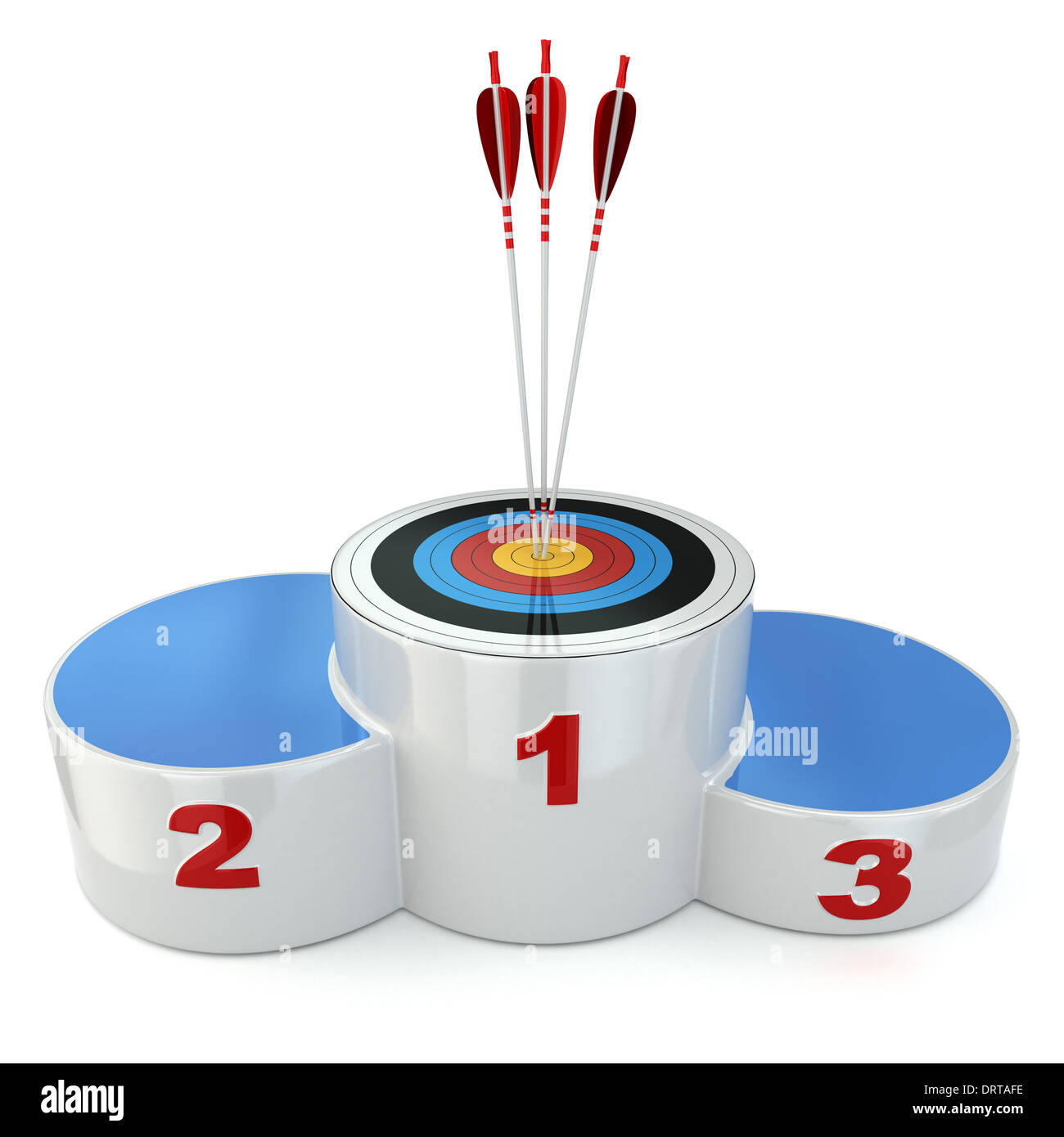Podium with target and arrows on first place. 3d Stock Photo - Alamy