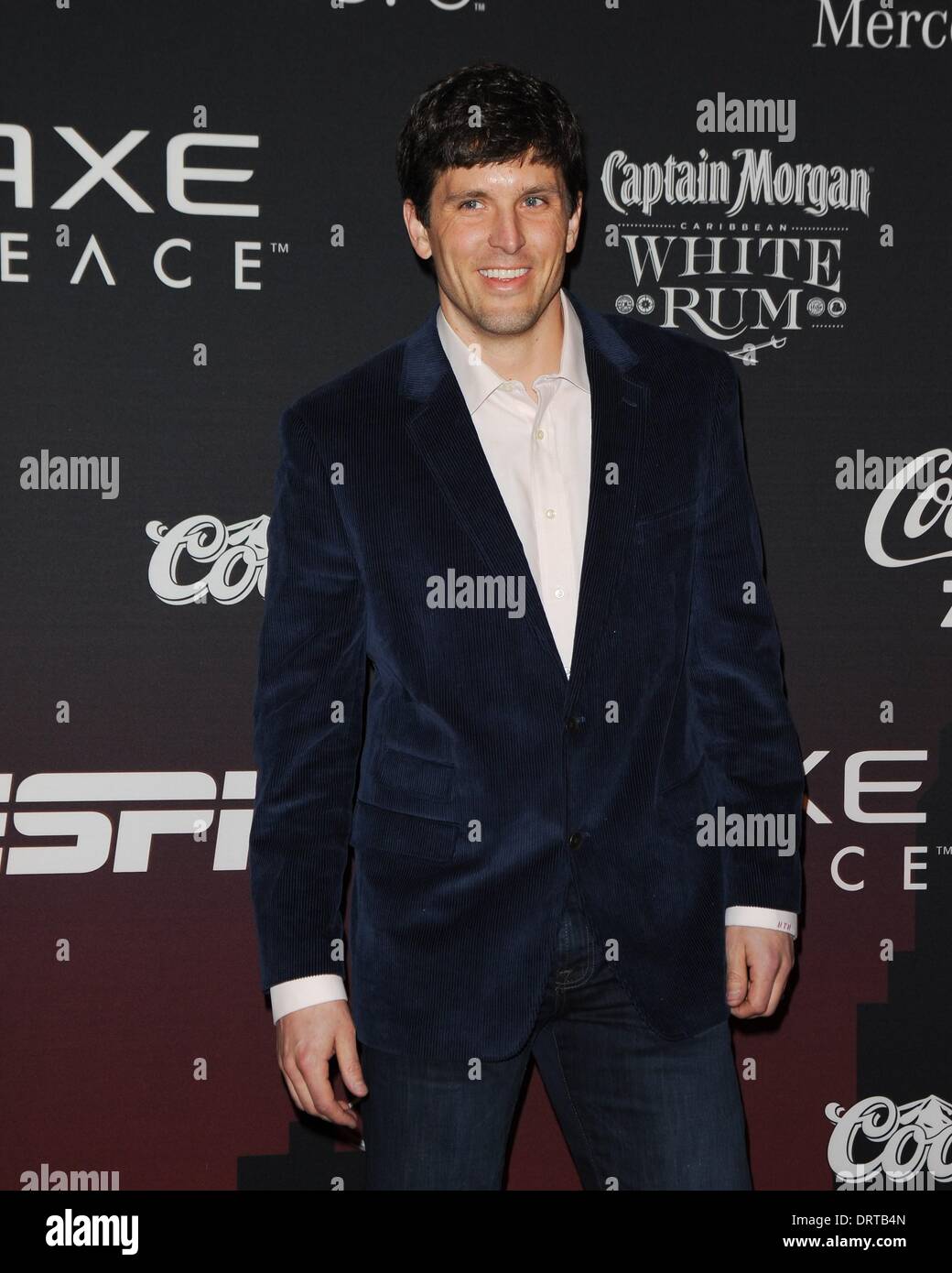 Hunter Hillenmeyer at arrivals for ESPN Super Bowl Party, Pier 36, New ...