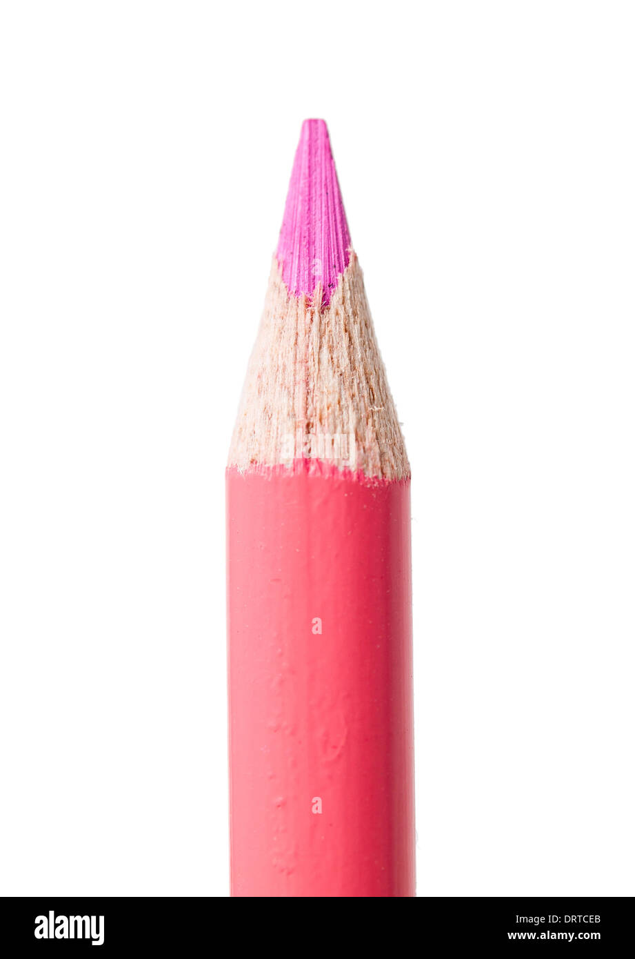 Pink pencil in vertical compositiion and isolated on white background ...