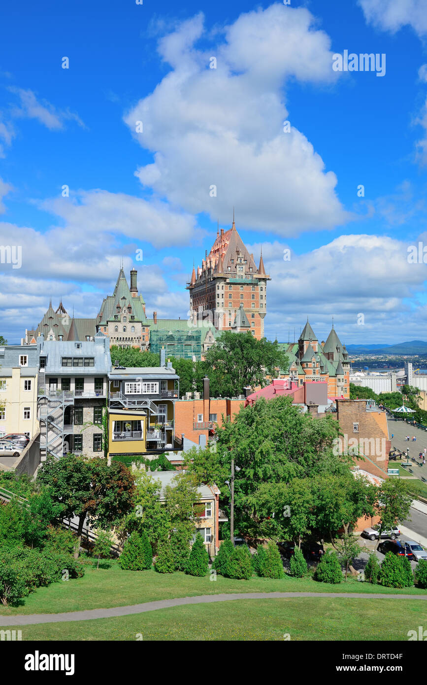 Quebec City cityscape panorama with cloud, blue sky and historical ...