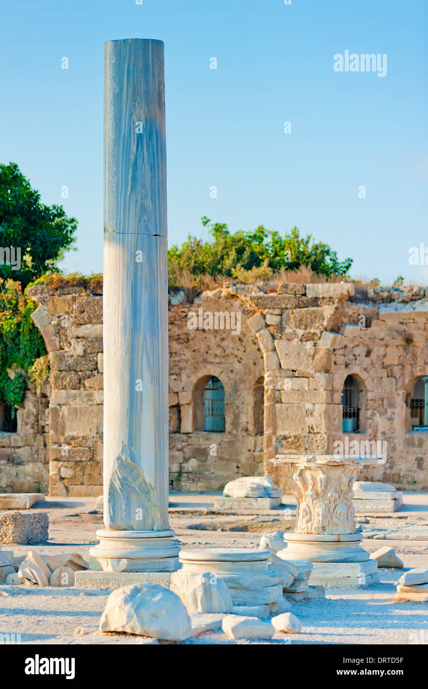 stone pillar on the background of the ancient ruined city Stock Photo ...