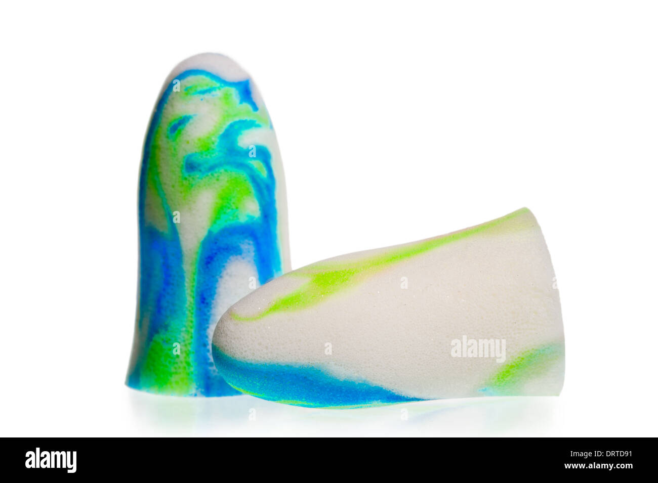 Beautiful multi-colored ear plugs on white background Stock Photo - Alamy
