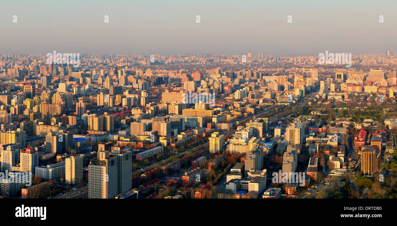 Beijing sunset aerial view with urban buildings Stock Photo - Alamy