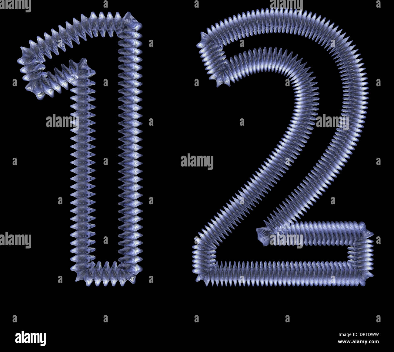 Symbols "1 and 2" from metal springs Stock Photo - Alamy
