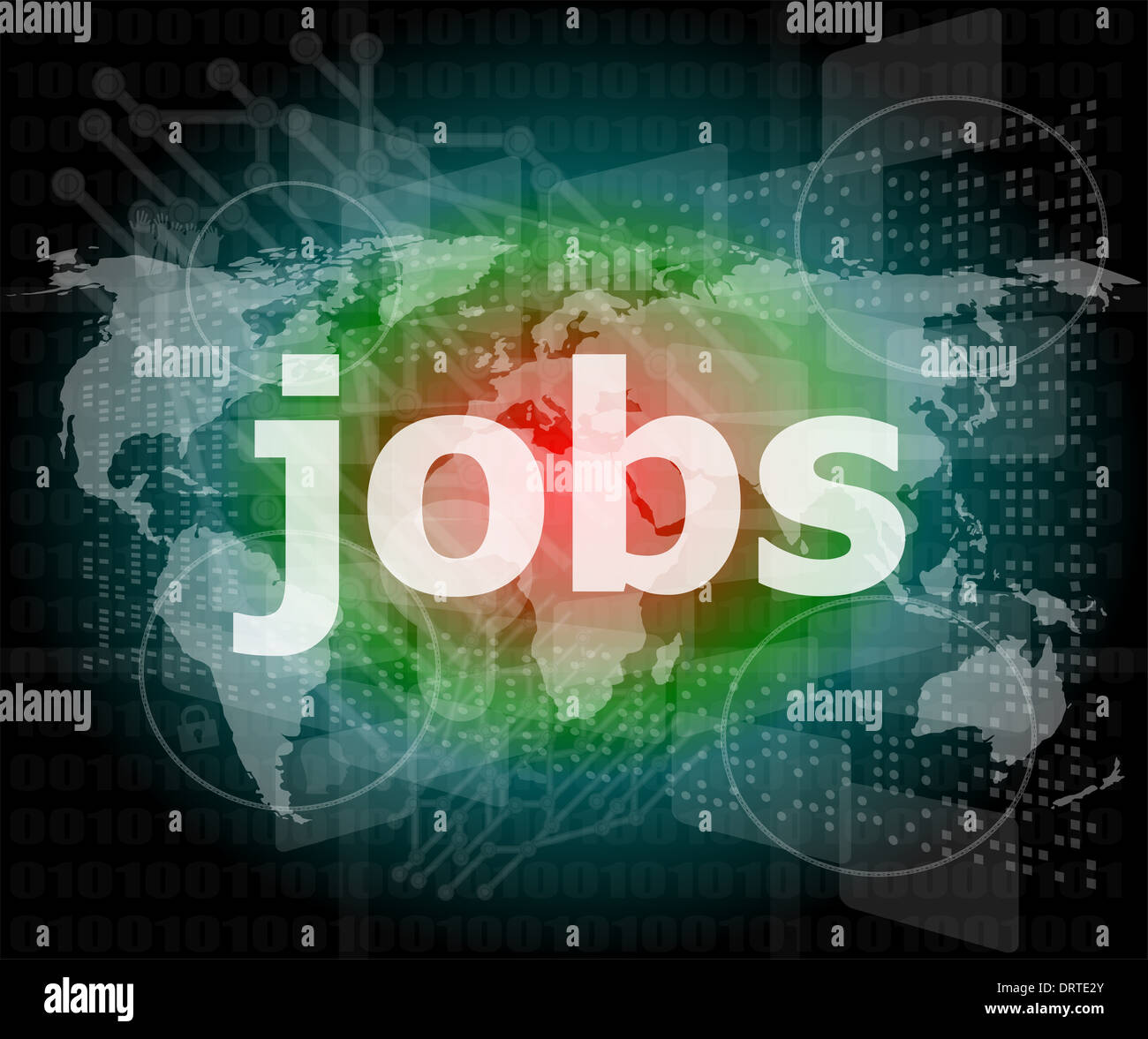 The word jobs on digital screen, social concept Stock Photo - Alamy