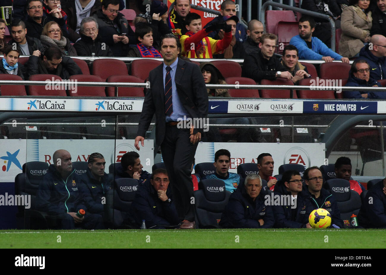 Barcelona, Spain. 01st Feb, 2014. Pizzi, Valencia's trainer during the ...