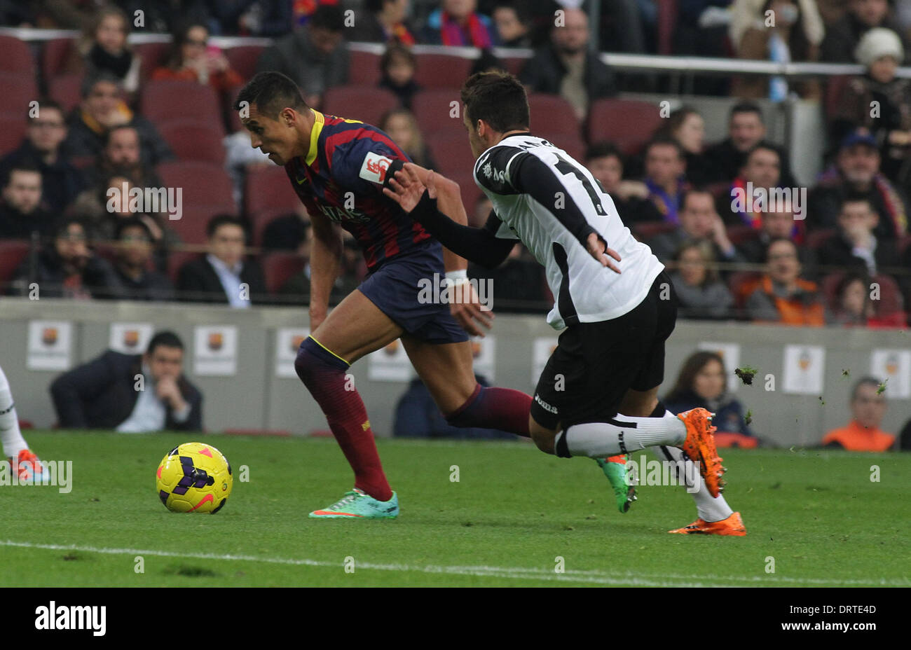 Barcelona, Spain. 01st Feb, 2014. Alexis in action during the Spanish ...