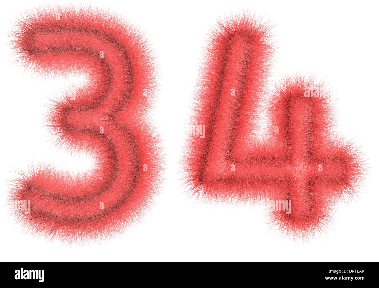 Symbol "3, 4" from wool on the white isolated background Stock Photo ...