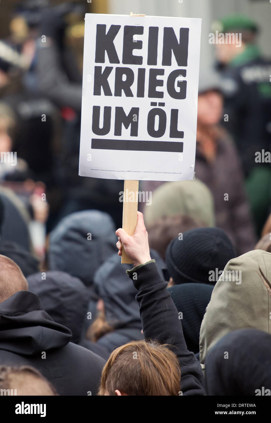 Munich, Germany. 01st Feb, 2014. Hundreds of people with flags, banners ...