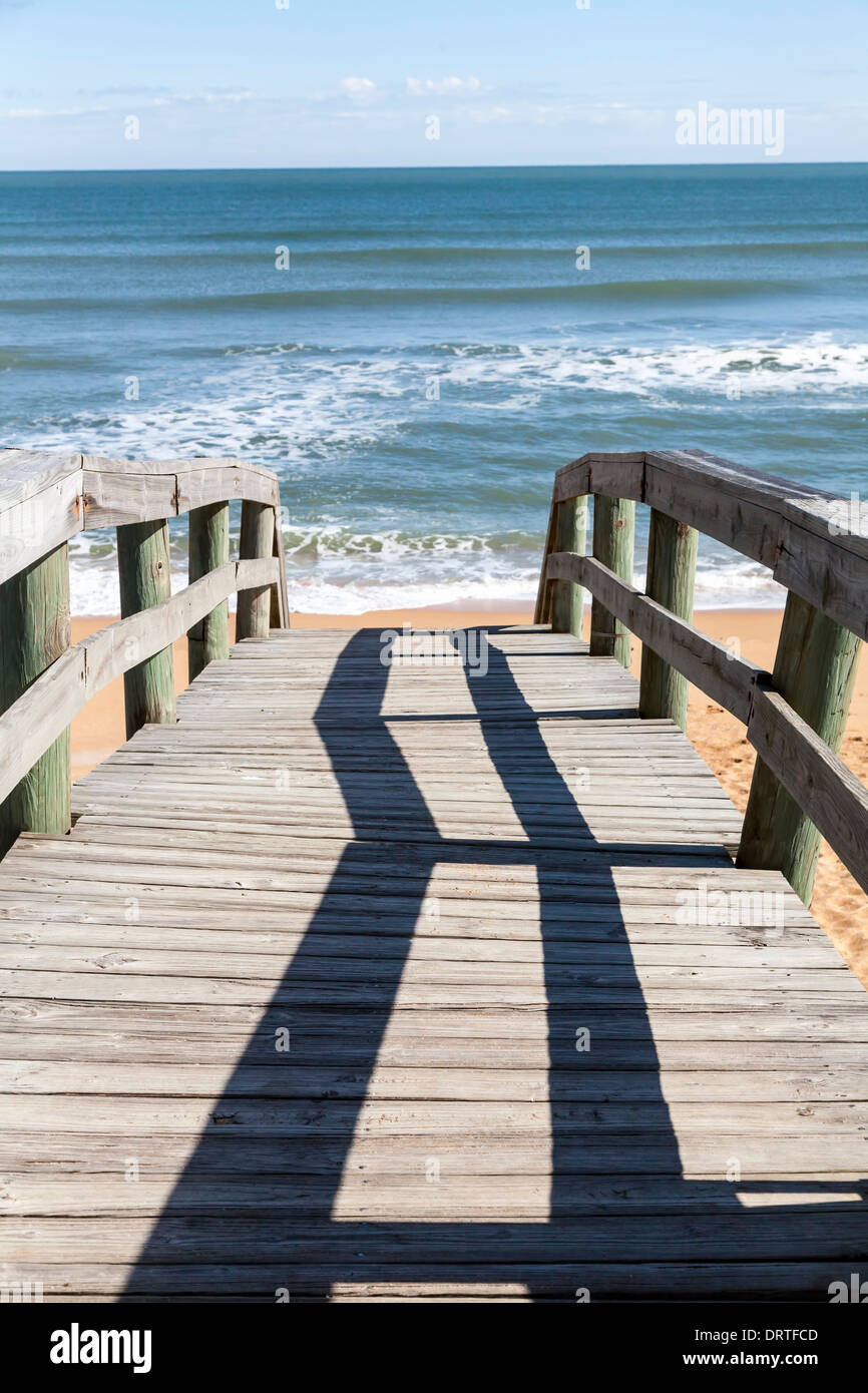 Wooden beach cross-over and steps in Flagler Beach, Florida Stock Photo ...