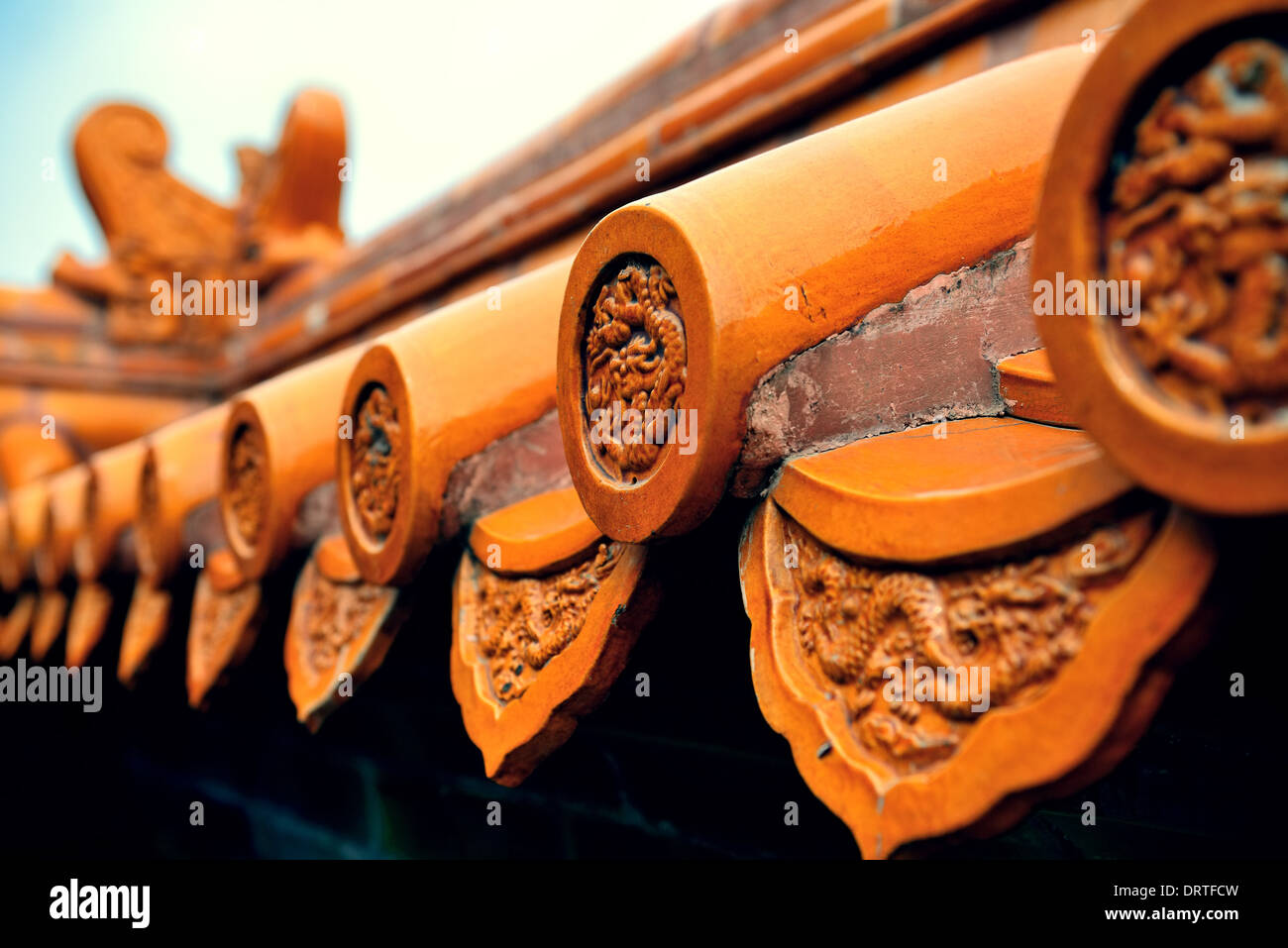 Old roof of Chinese buildings with beautiful pattern in Beijing Stock ...