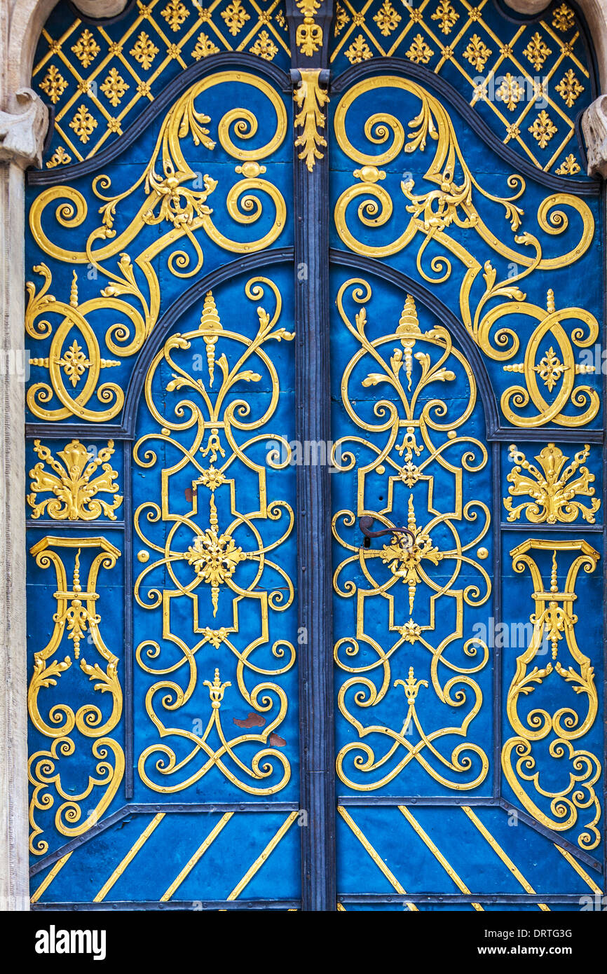 The ornate blue doors of the University in Wroclaw Stock Photo - Alamy