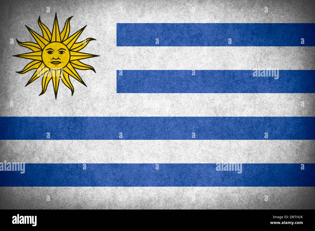 flag of Uruguay or Uruguayan banner on paper rough pattern texture ...