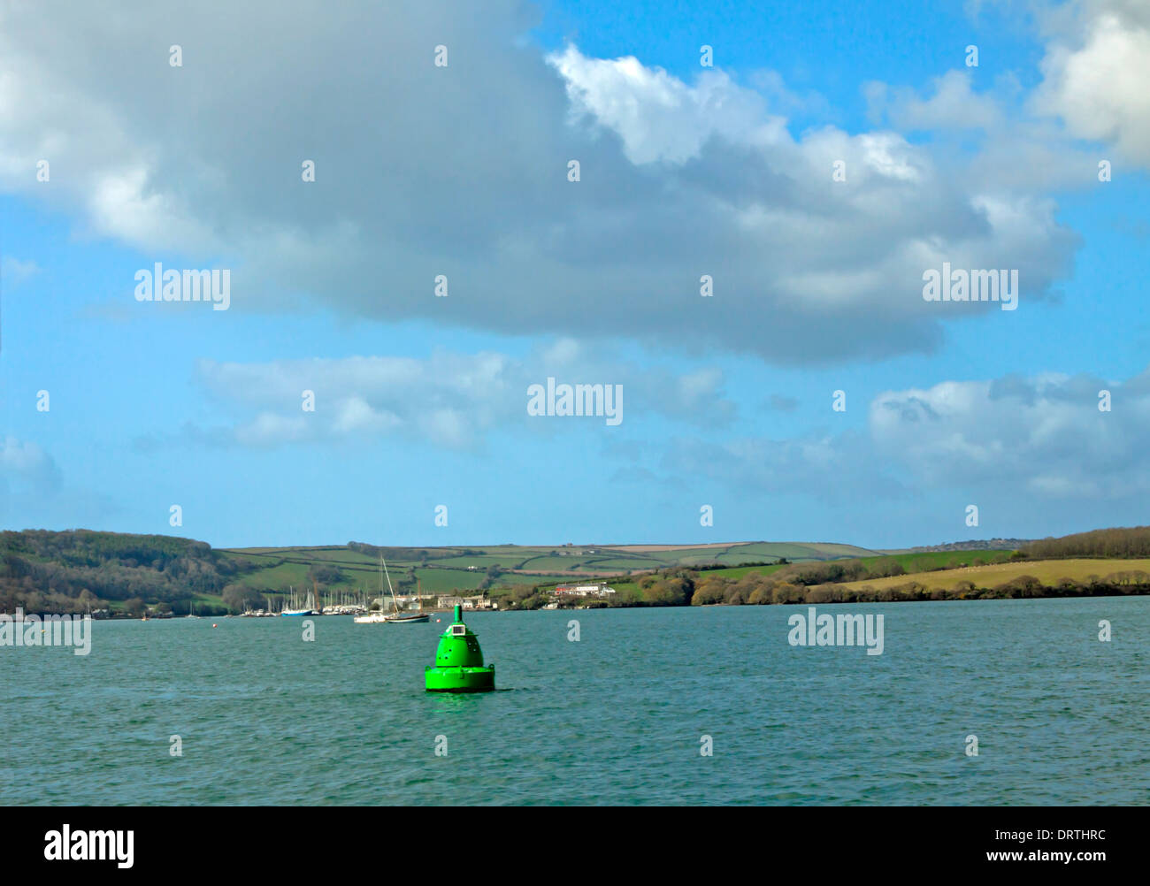 The rolling countryside and coastline of South-East Cornwall, viewed ...