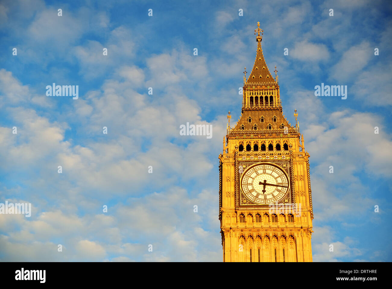 Big Ben closeup in London with blue sky Stock Photo - Alamy