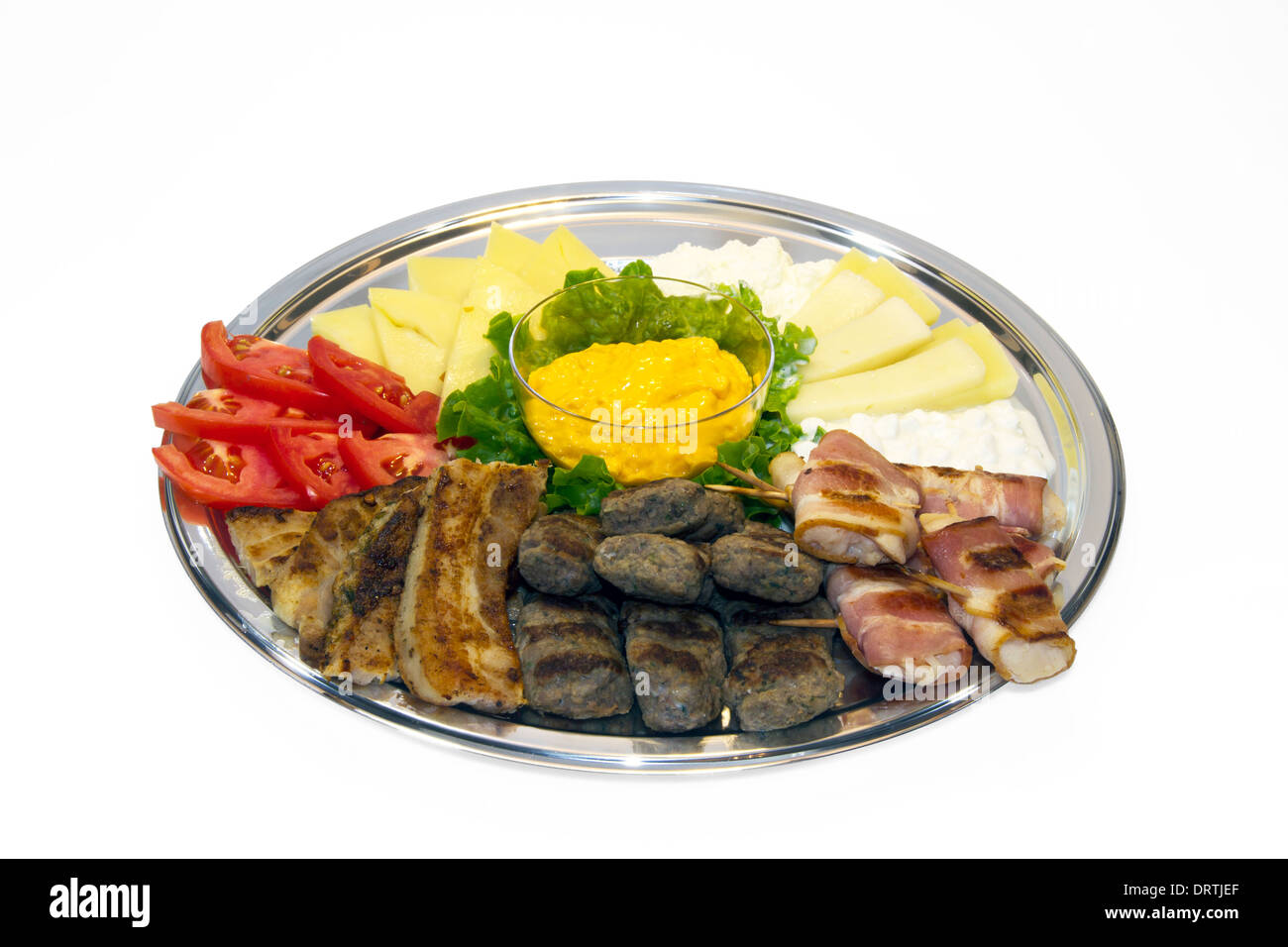 meat and Greek cheese platter Stock Photo - Alamy