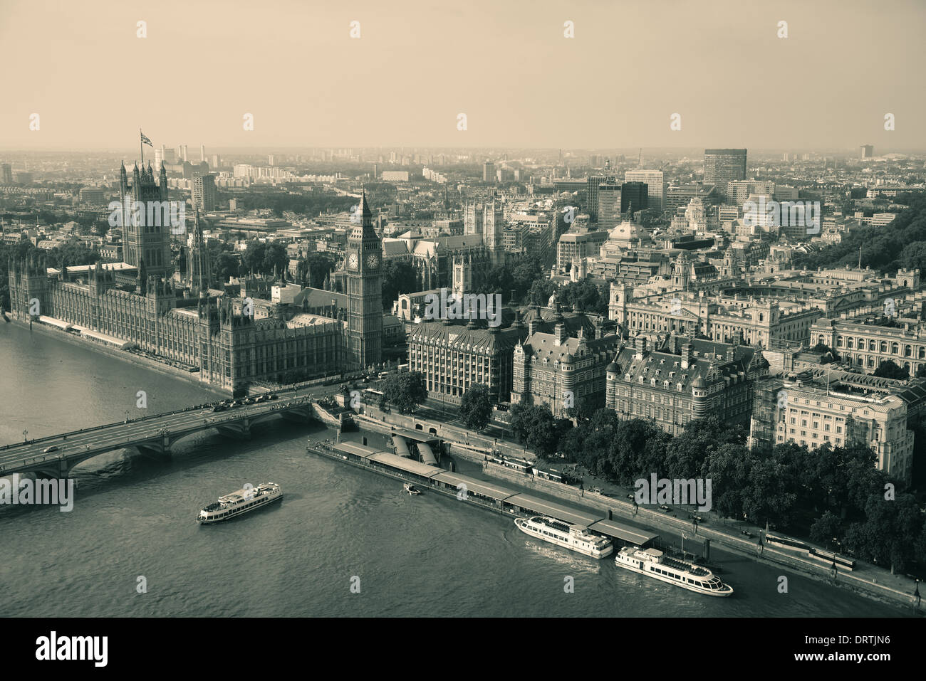 London Westminster rooftop view panorama with urban architectures Stock ...