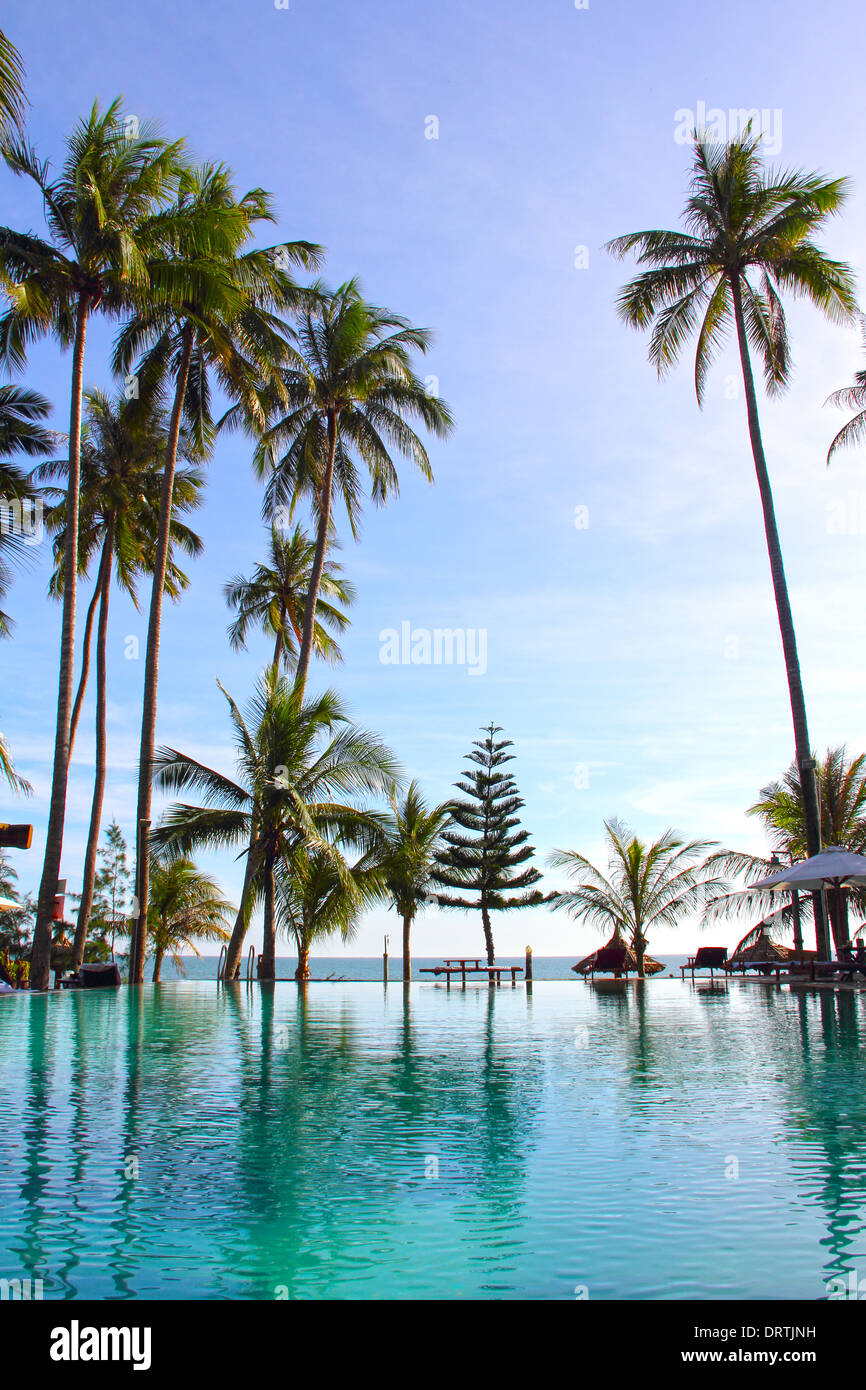 Pool on a tropical beach - vacation background Stock Photo - Alamy