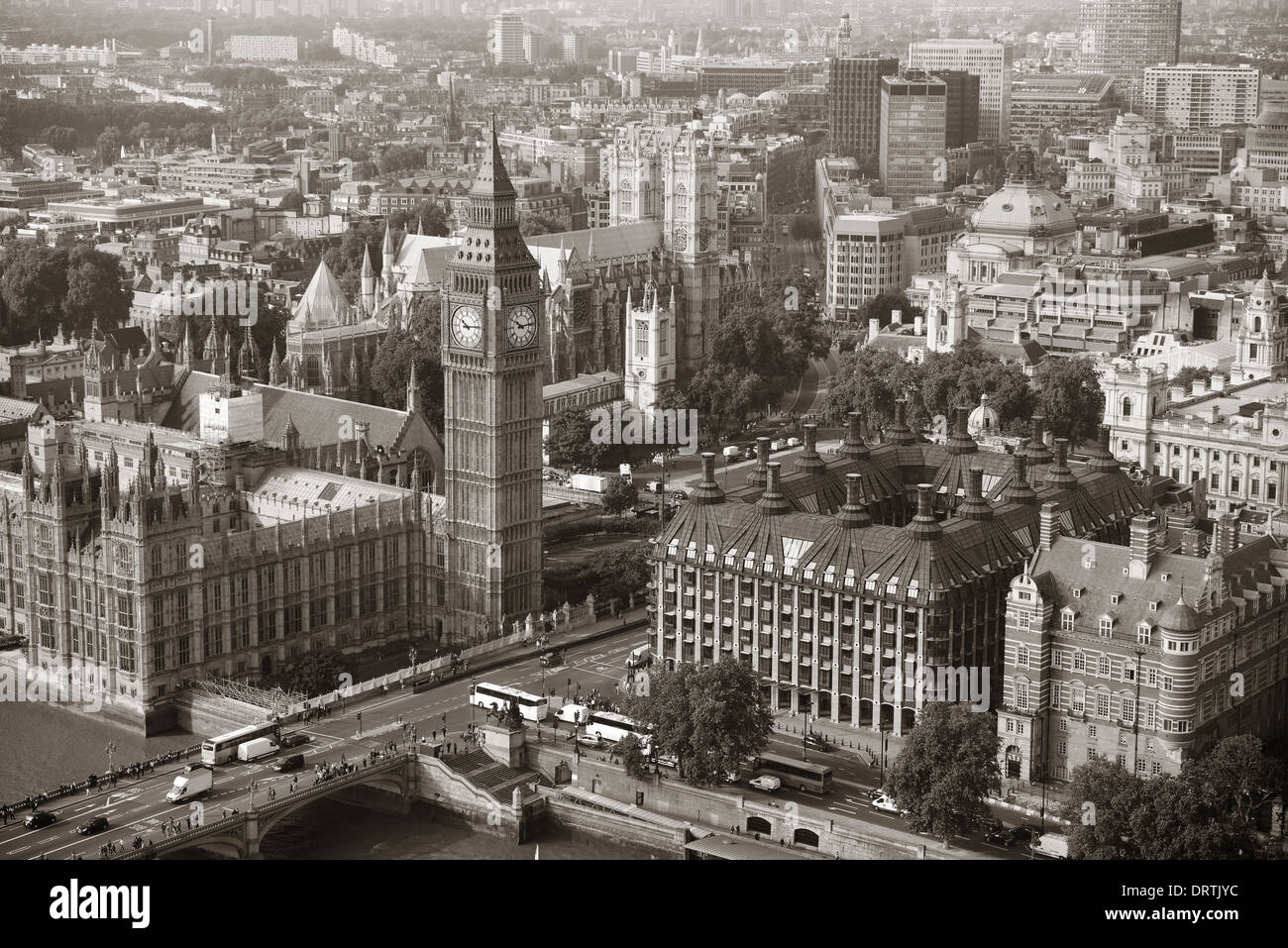 Big Ben and House of Parliament in London viewed from above Stock Photo ...