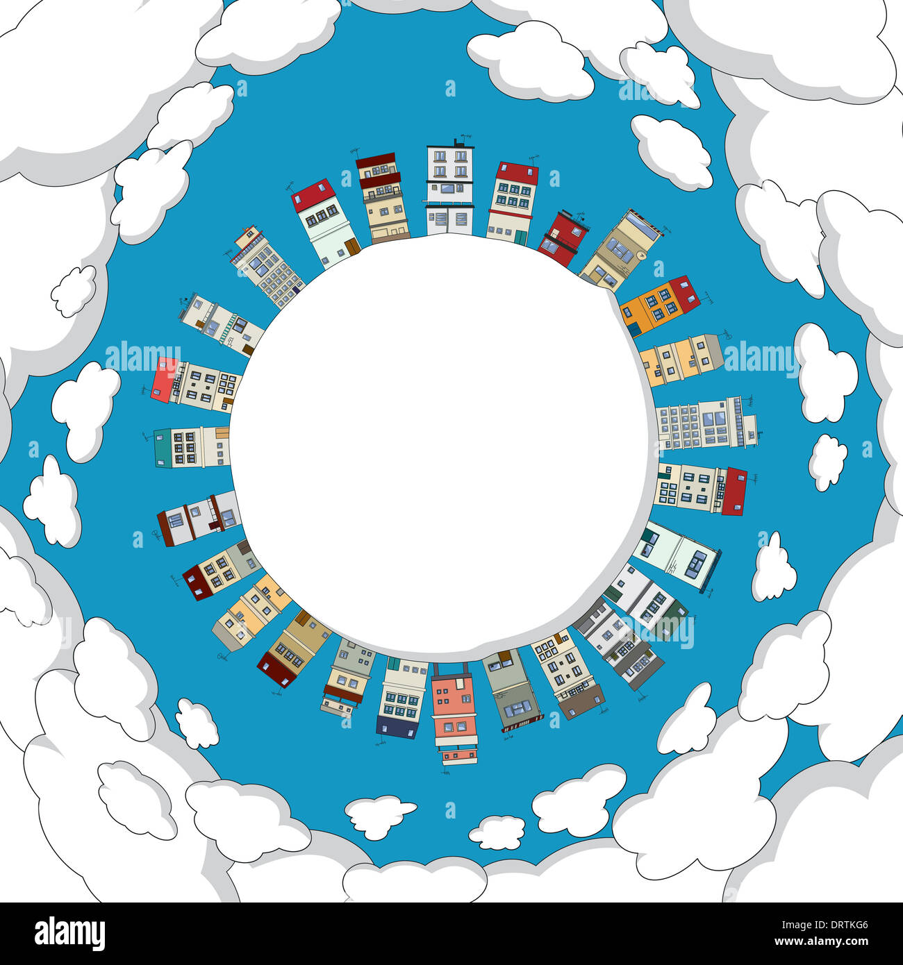 Round city cartoon frame with space for text or photography Stock Photo ...