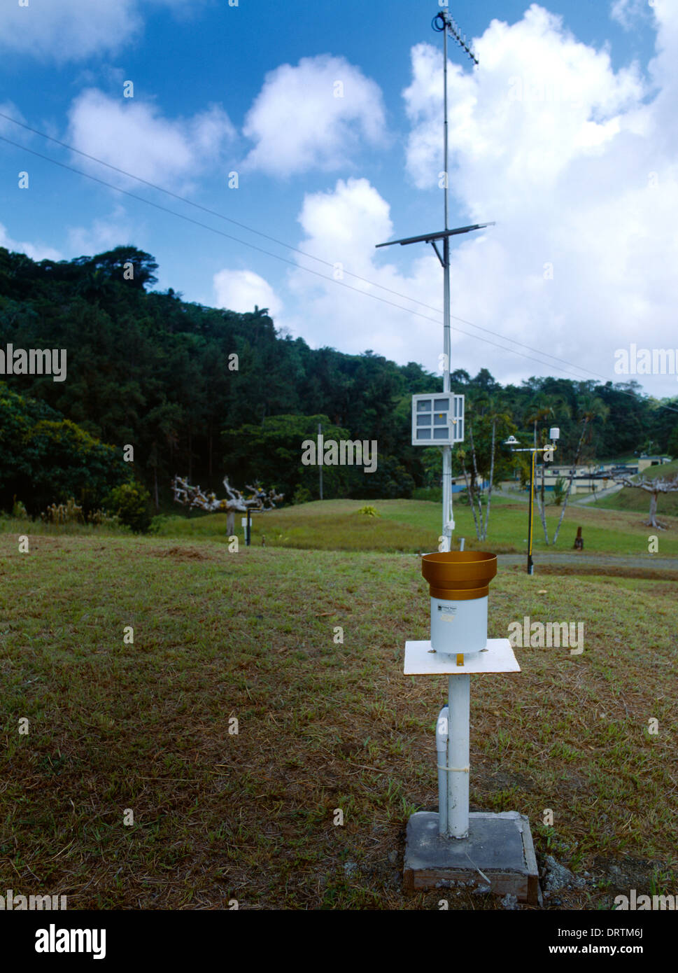 Tobago Remote Weather Station Solar Powered with Rain Gauge Stock Photo ...