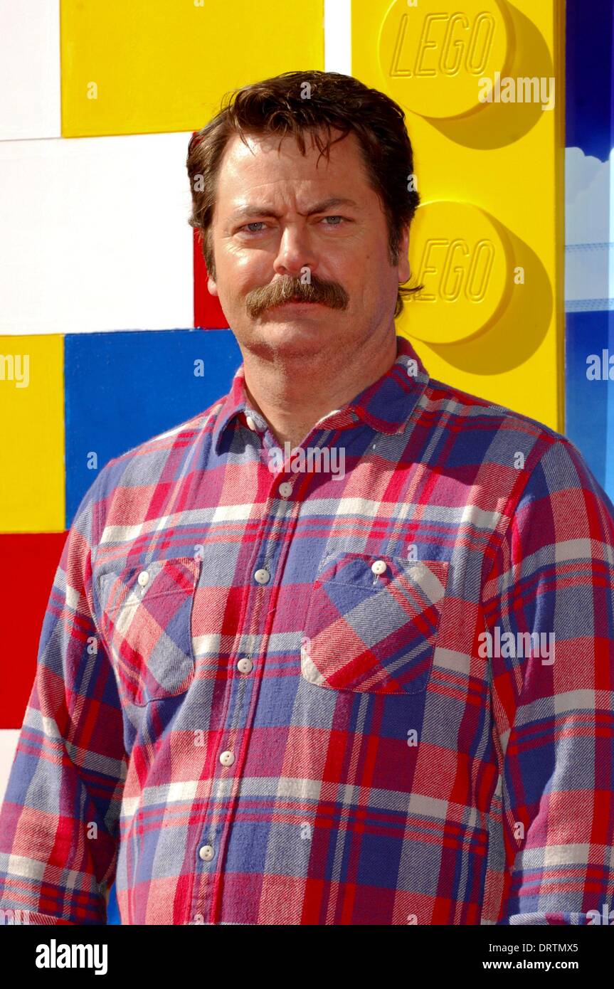 Los Angeles, CA, USA. 1st Feb, 2014. Nick Offerman at arrivals for LEGO ...