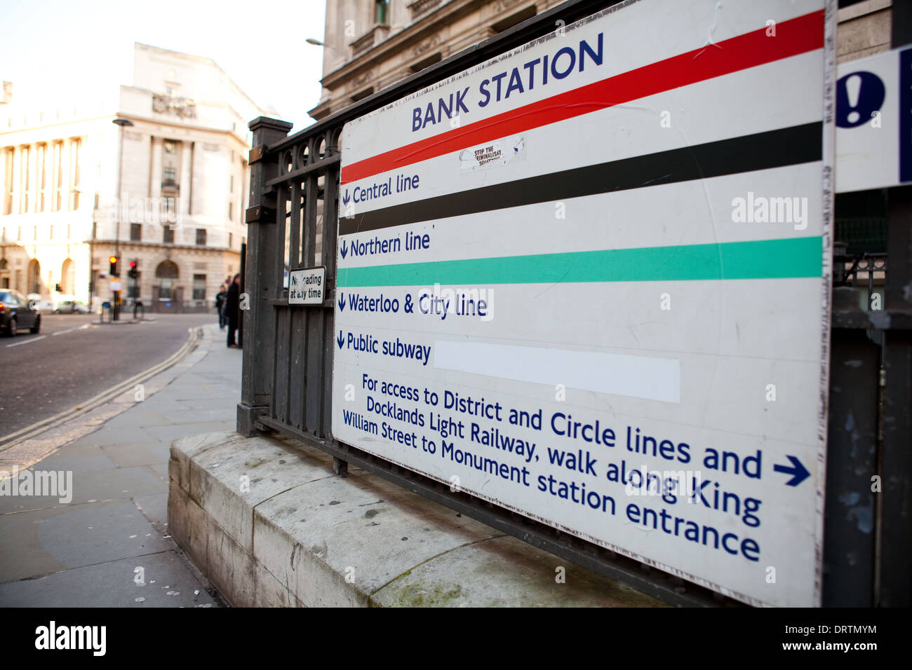 Bank Station exterior with tube signs, City of London, UK, England ...