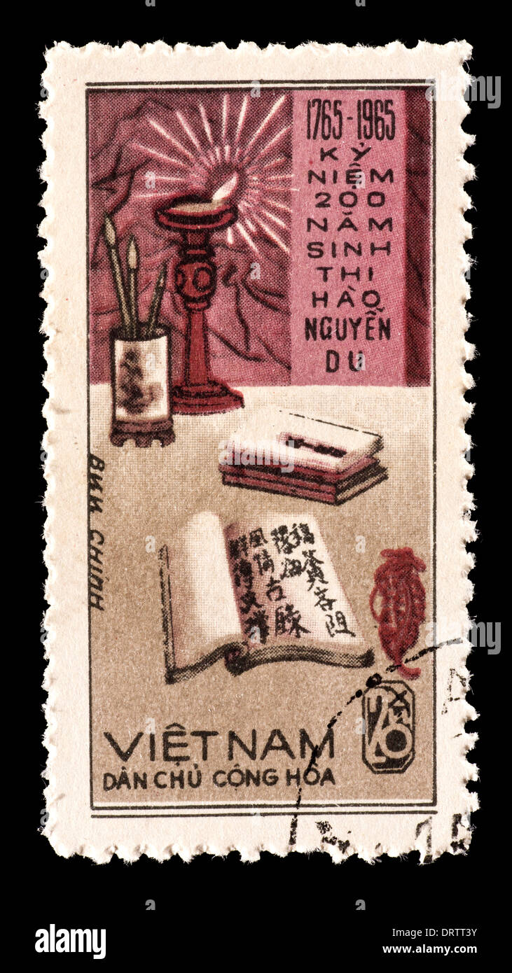 Postage stamp from Vietnam depicting a book of poems called Kieu Stock ...