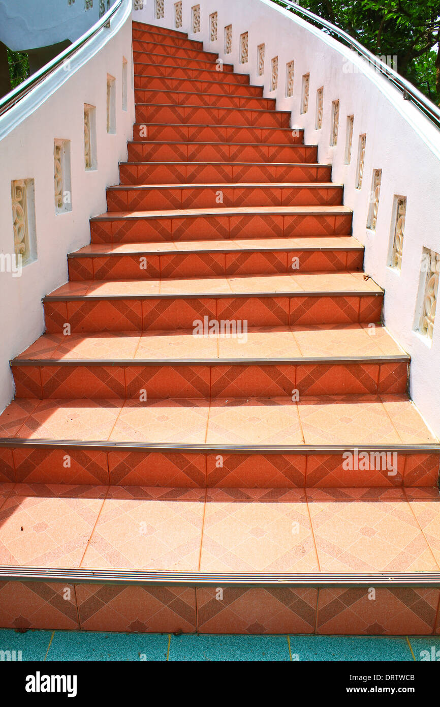 Stairs tiled colour red Stock Photo - Alamy