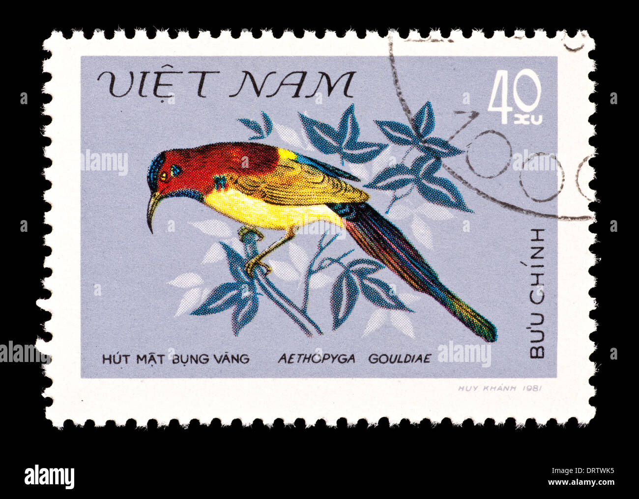 Postage stamp from Vietnam depicting Mrs Gould's Sunbird (Aethopyga ...