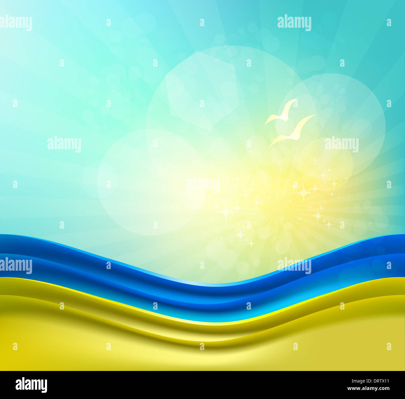 Summer Background With Beach, Sea And Sun Stock Photo - Alamy