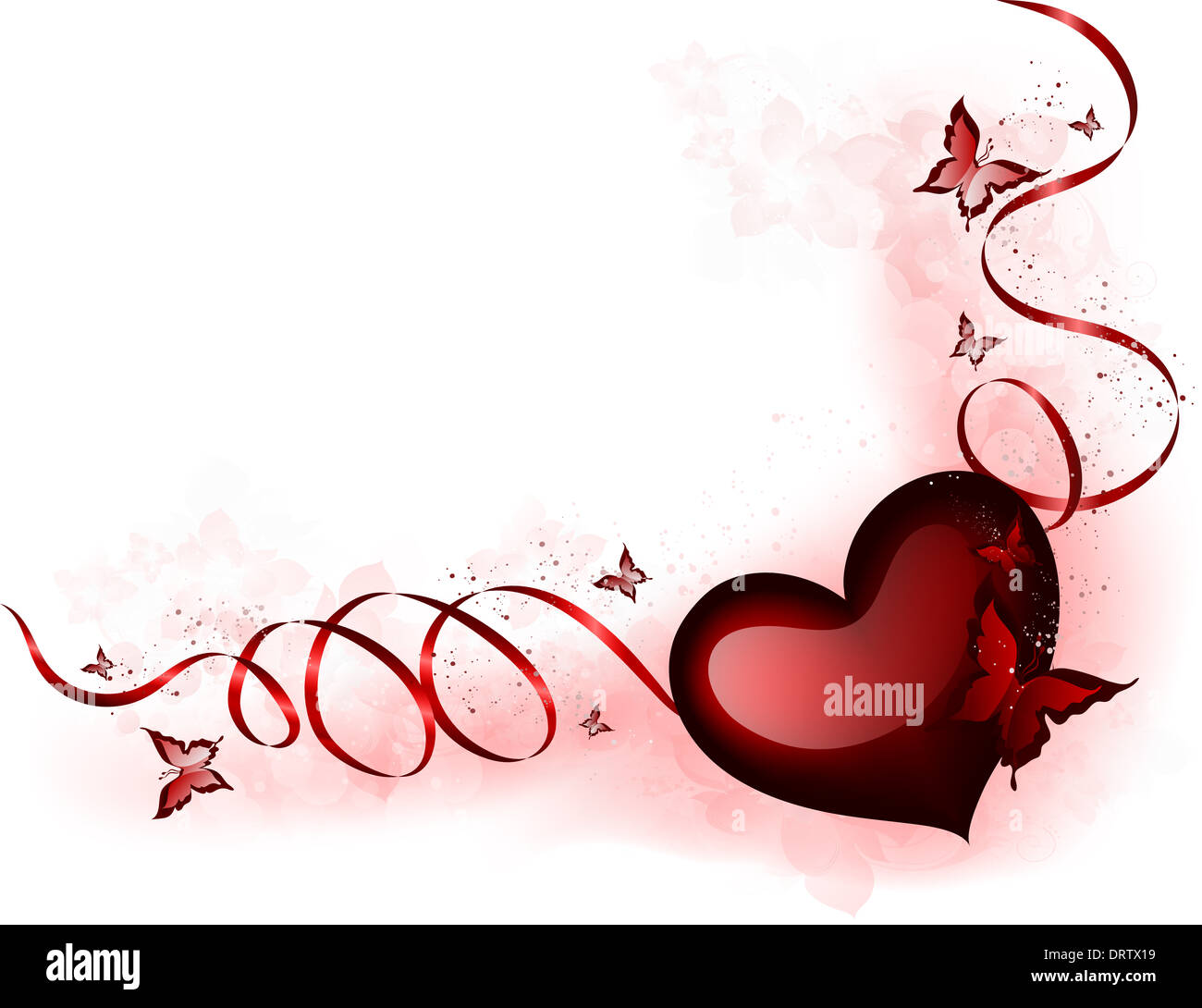 Valentine's Background With Design Heart And Butterflies Stock Photo ...