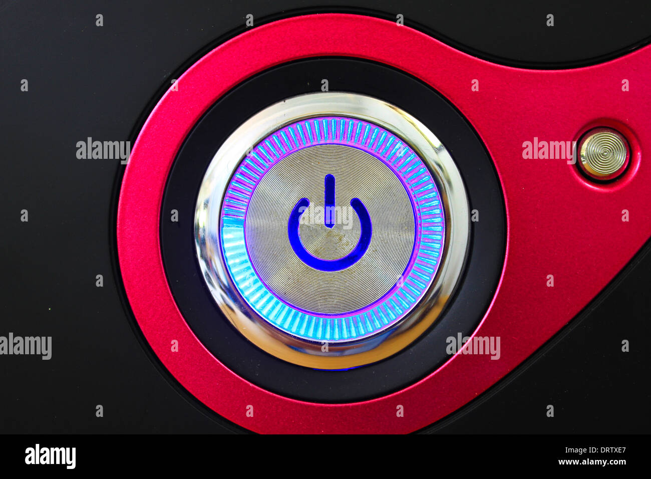 Switch the computer on black background Stock Photo - Alamy