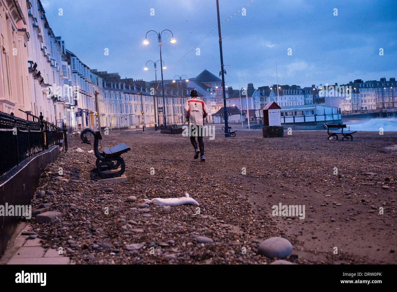 Aberystwyth promenade seafront storm damage uk 2014 hi-res stock ...