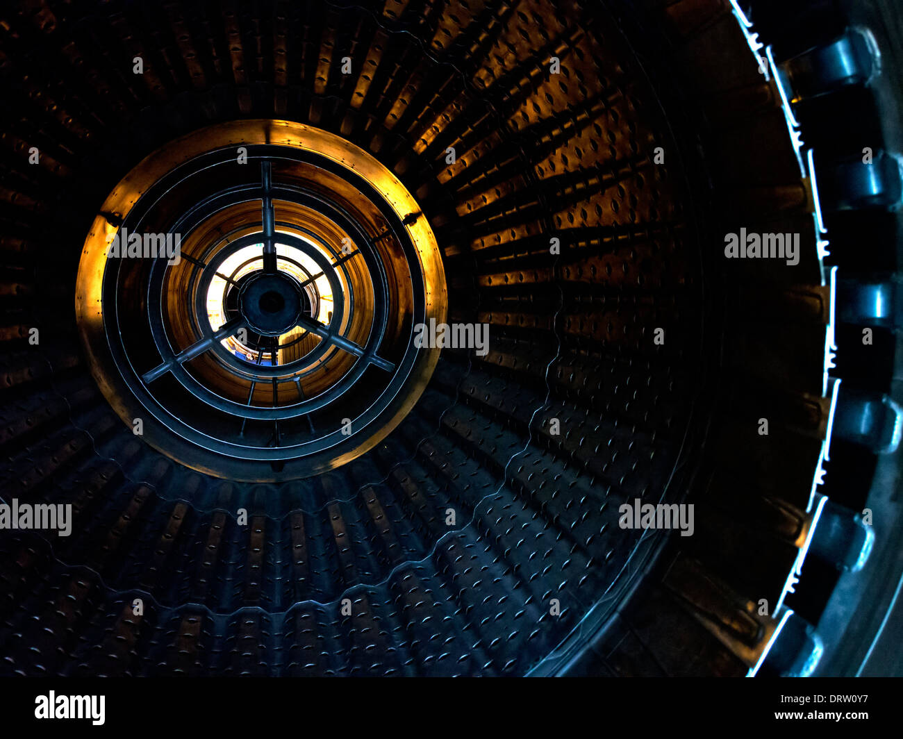 The interior of a British Aircraft Corporation jet engine, exhibited at ...