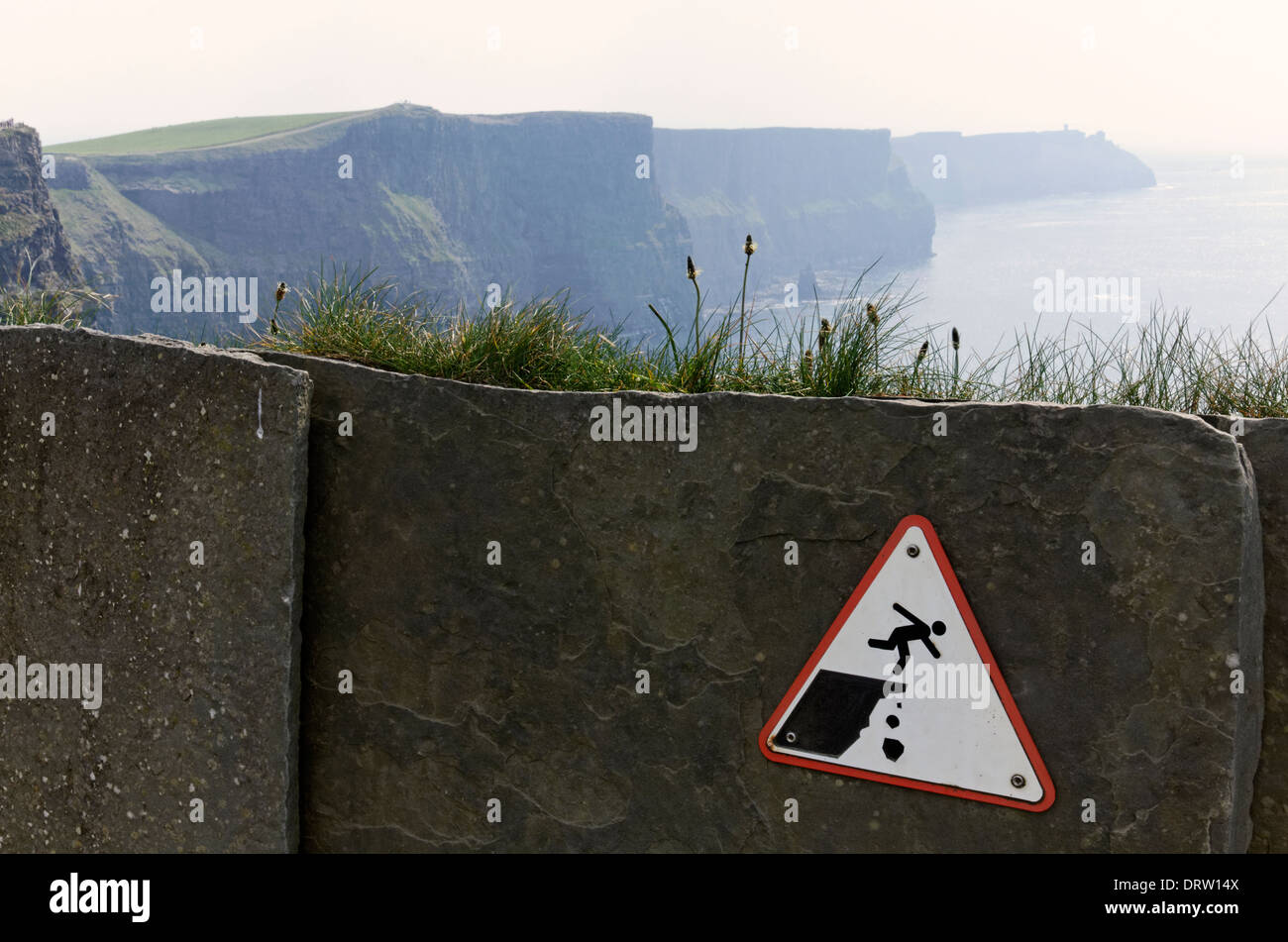 Warning sign at the Cliffs of Moher in County Clare Ireland Stock Photo ...