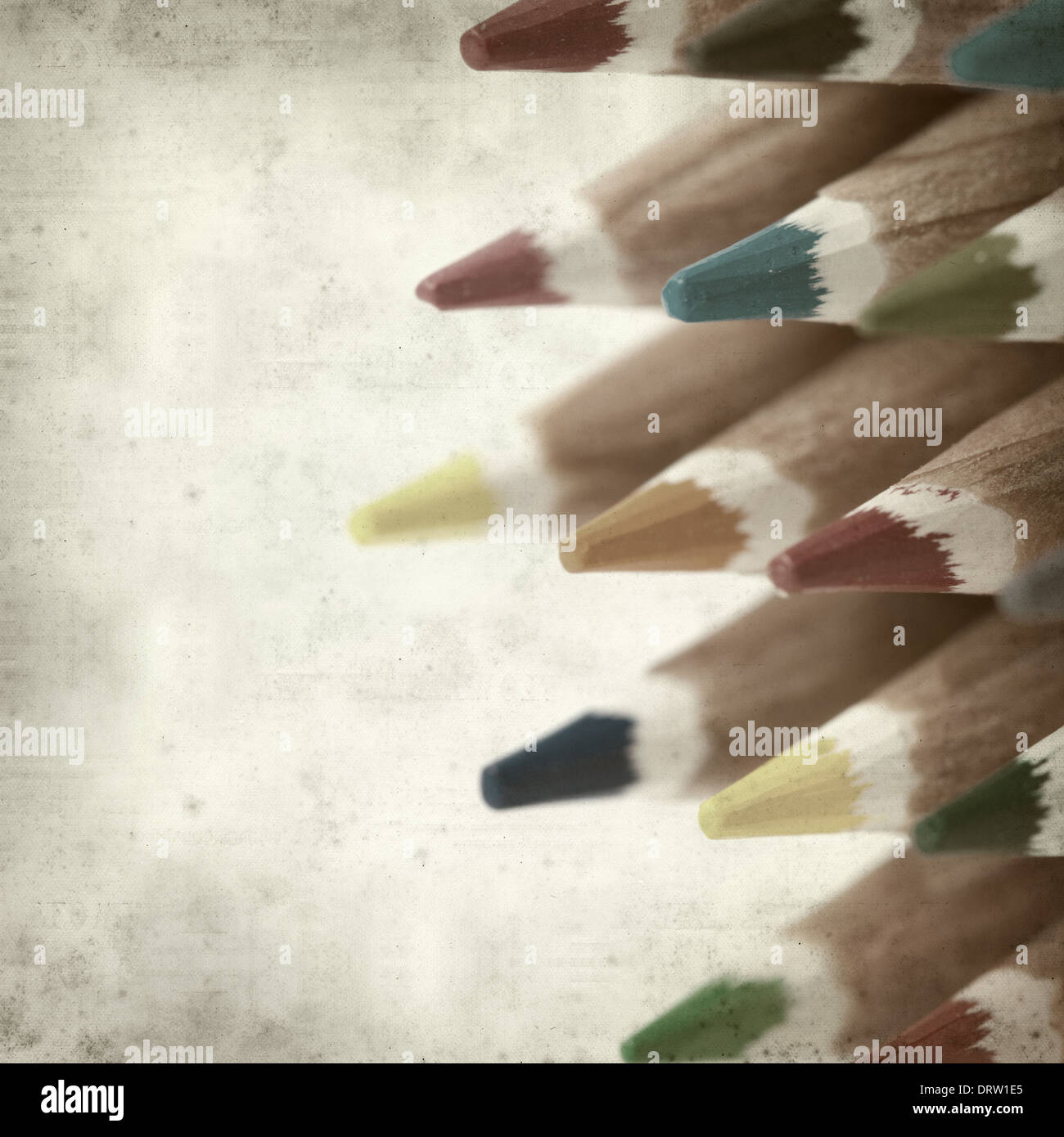 textured old paper background with color pencils Stock Photo - Alamy