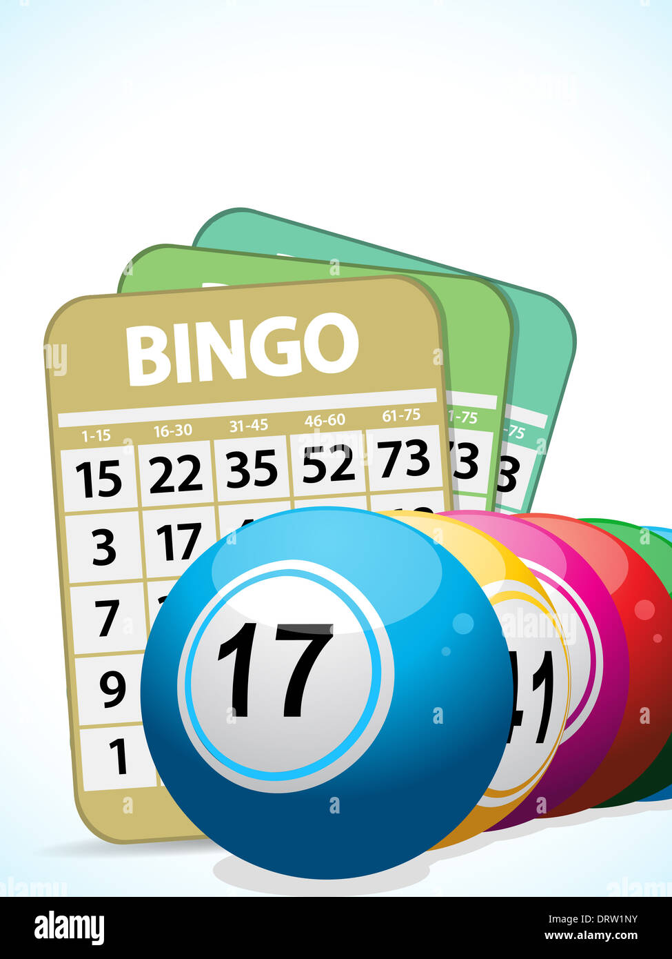 Bingo balls in a row in front of set of bingo cards Stock Photo - Alamy