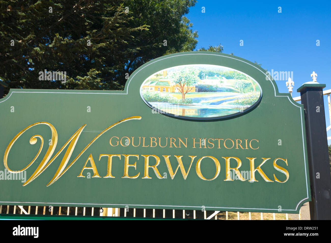 Historic Waterworks Sign - Goulburn - New South Wales - Australia Stock ...