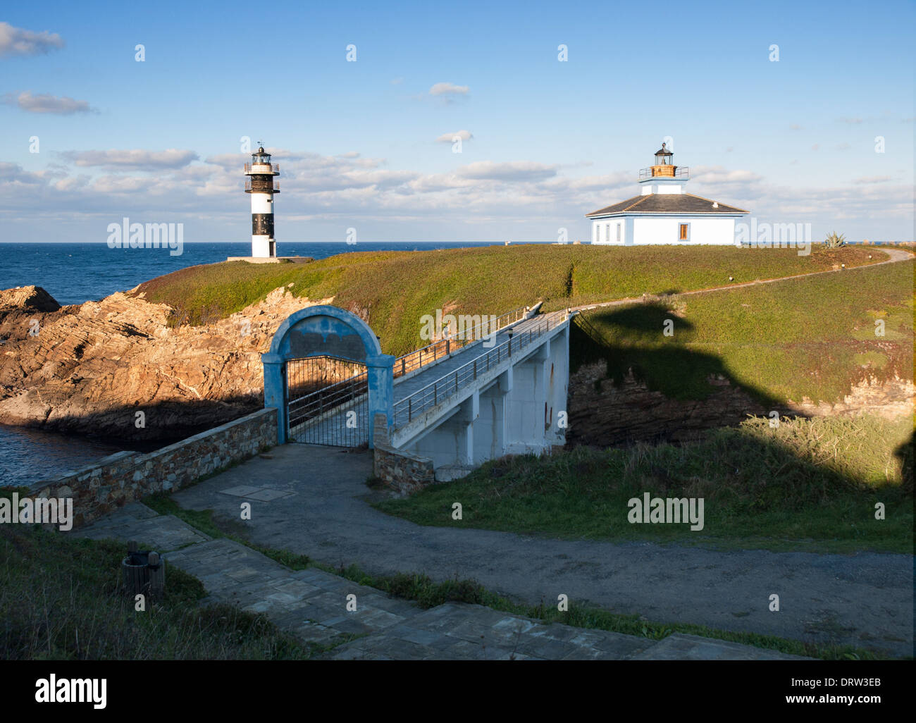 Isla Pancha Lighthouse in Ribadeo, Galicia, Spain in a sunny day Stock ...
