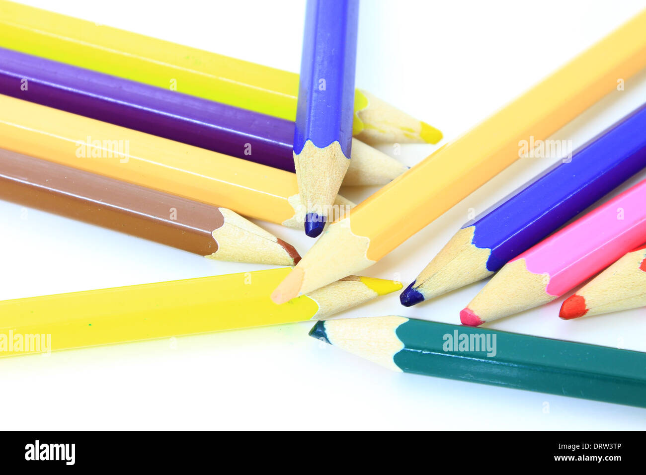 colored pencils, close up Colour pencils isolated on white background ...